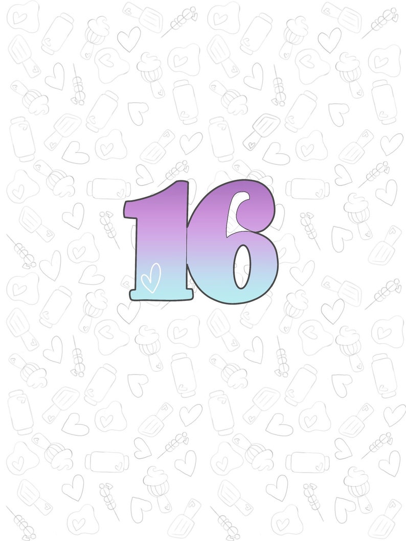 Chubby Number 16 With Cutout - Etsy