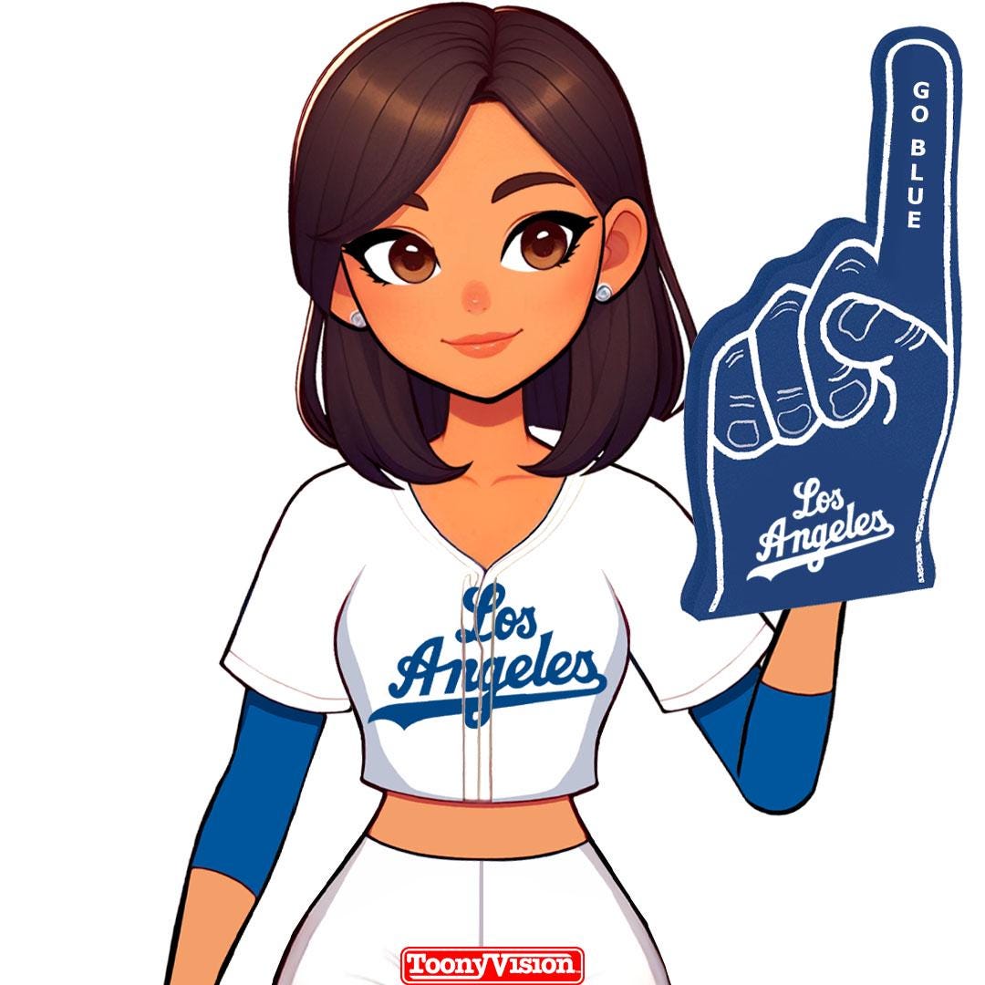 Hand Sign Animation Foam Finger #1 of YOU in Dodgers Team Cartoon (all ...
