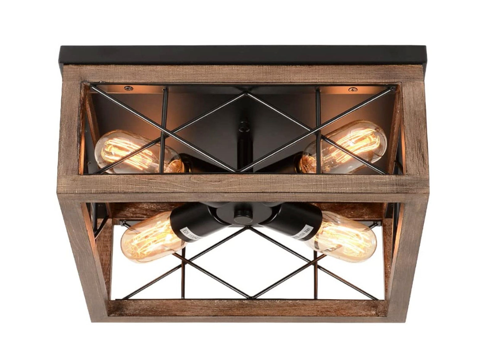 Rustic 4-light Wood Ceiling Light Farmhouse Semi Flush Mount - Etsy