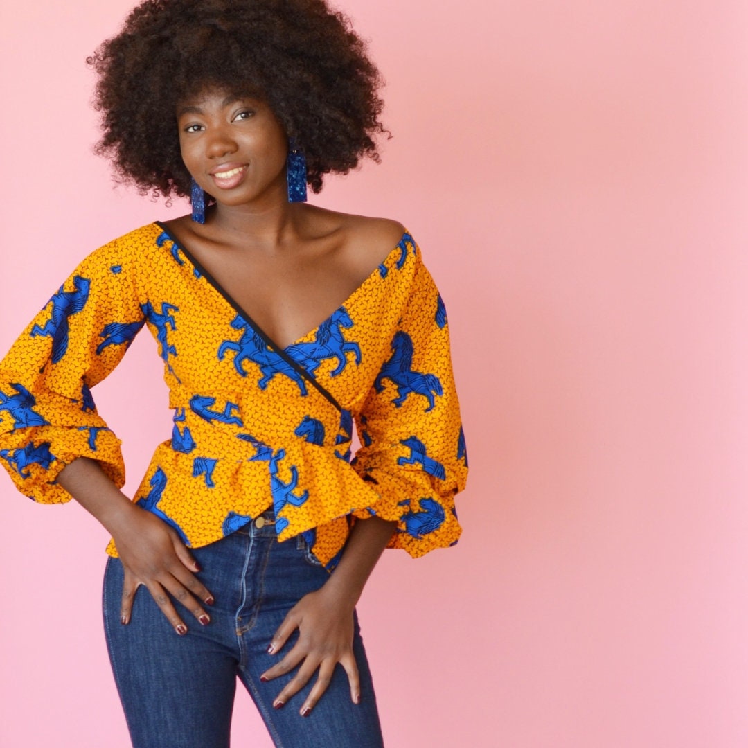 Kora African Print Wrap Top - Etsy