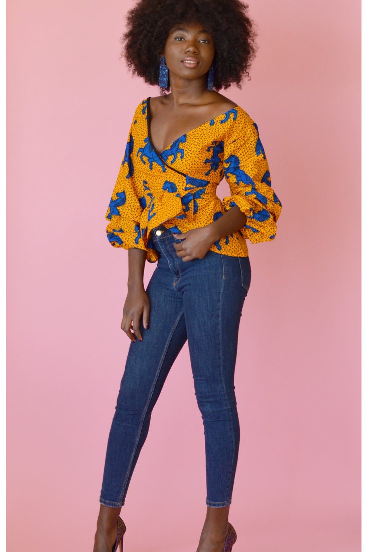 Kora African Print Wrap Top - Etsy