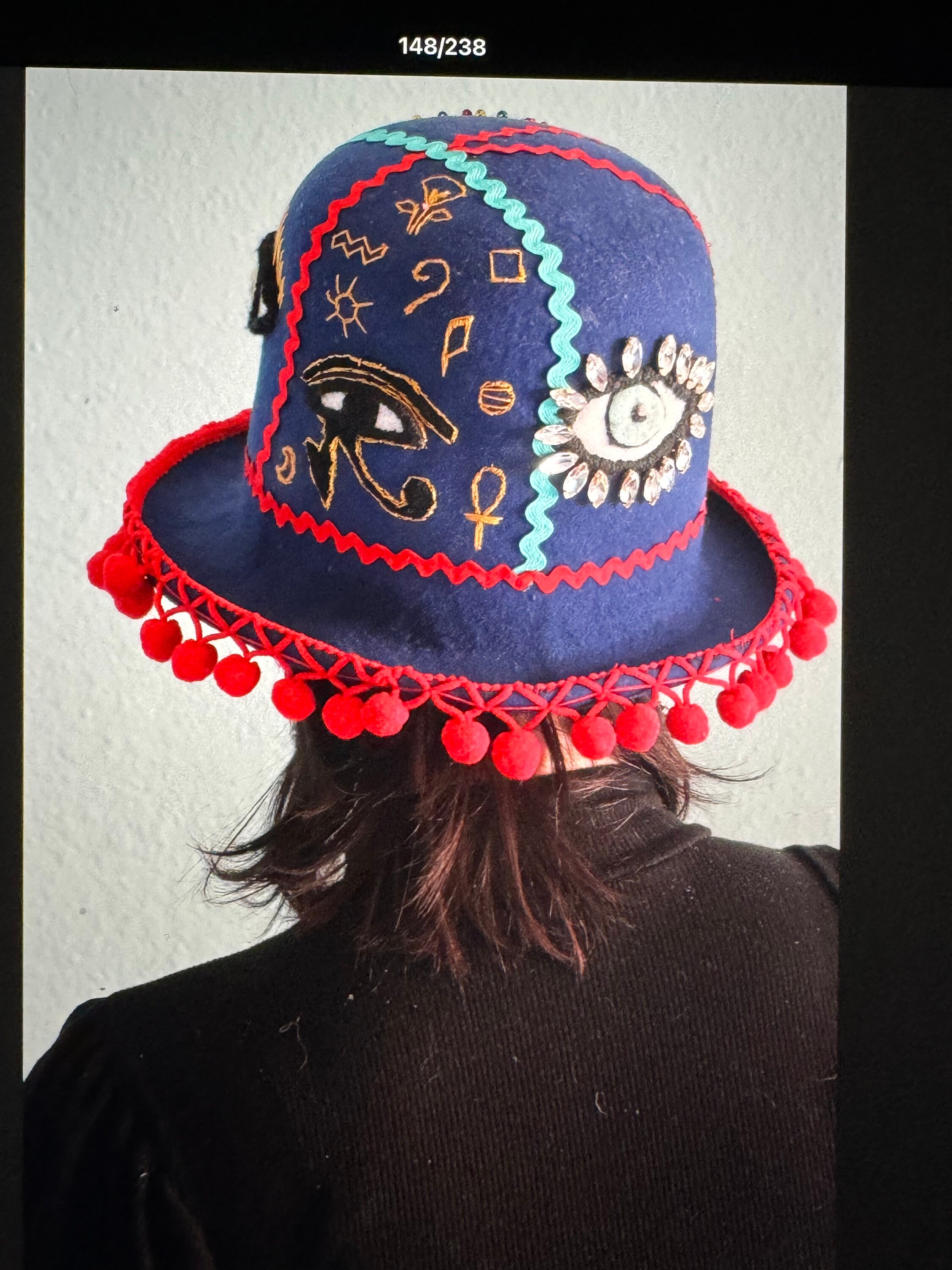 Blue Felt Hat With Eyes. - Etsy