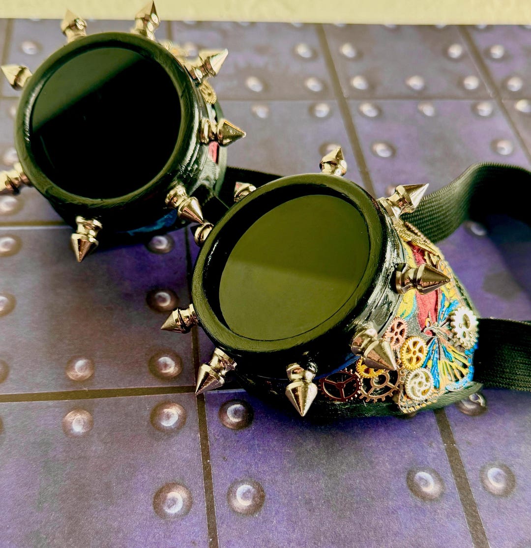 Spiked Steampunk Goggles With Butterfly Accents. - Etsy