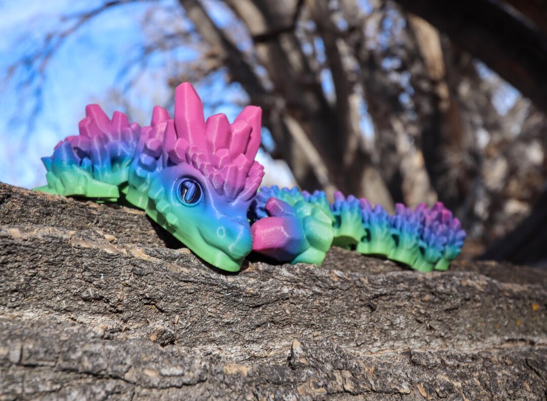 3D Printed Articulated Stone Dragon - Unique Movable Fantasy Figurine ...