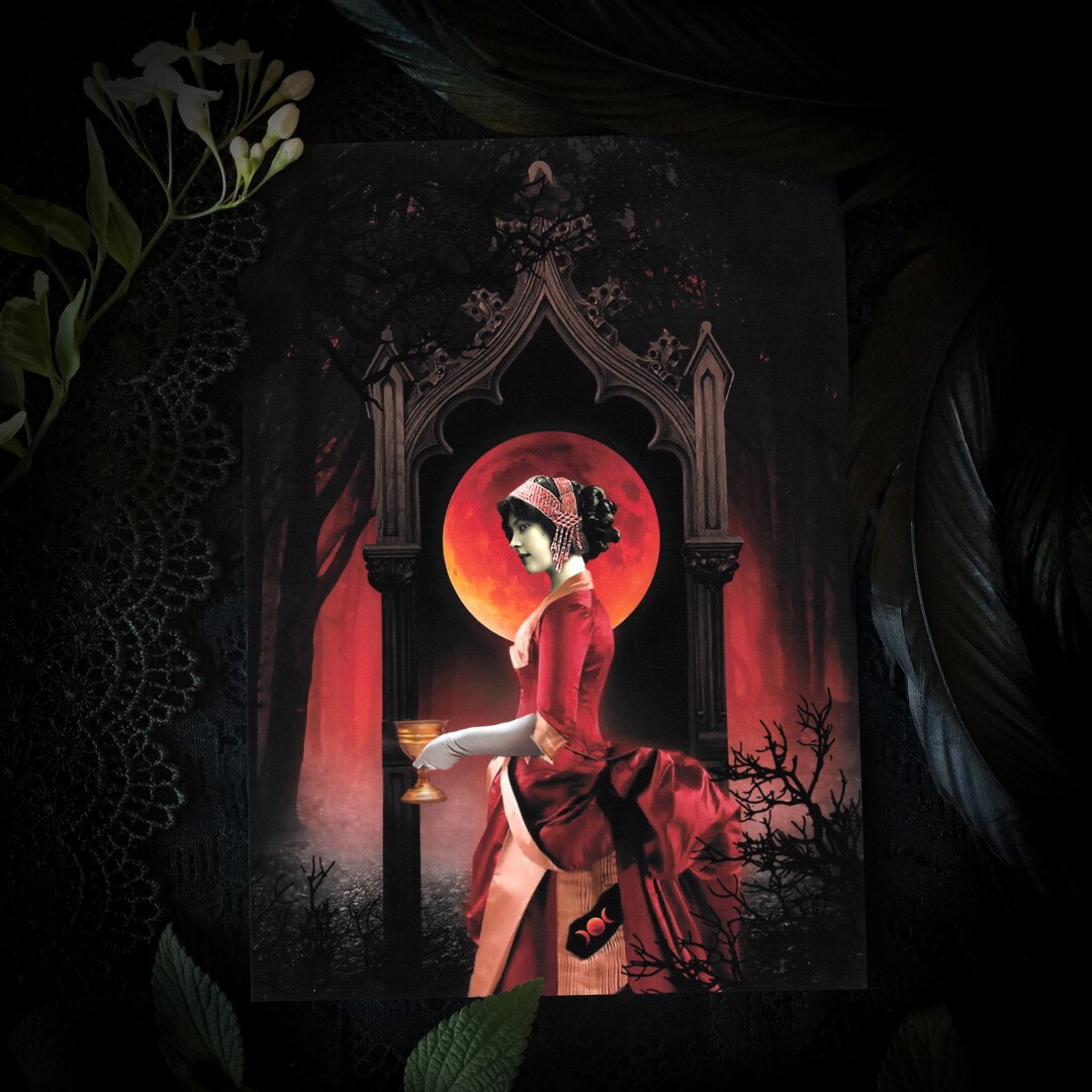 Blood Moon Art Print Dark Art Magick Vintage - Etsy