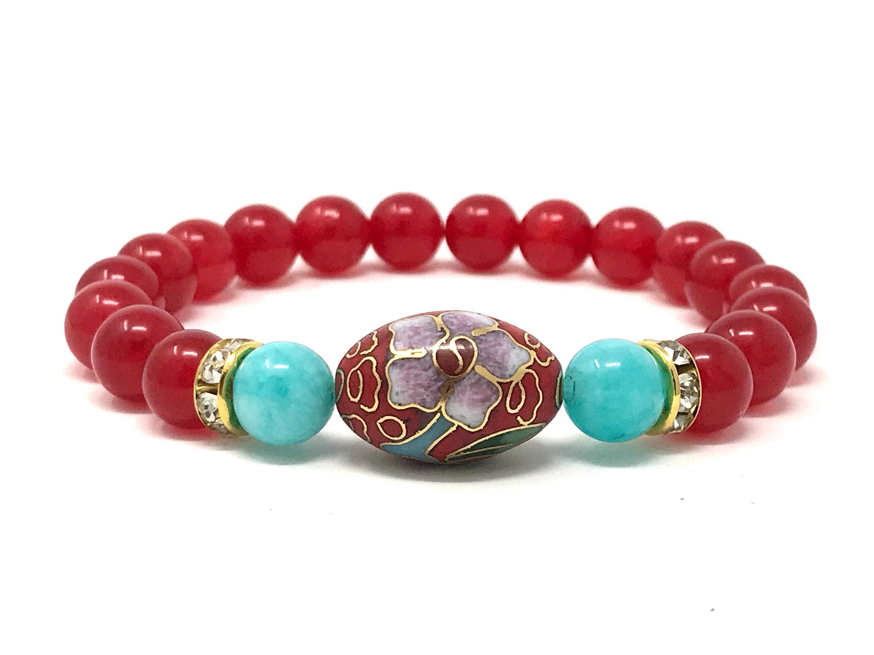 Conjunto de joyas azul amazonita y rojo jade piedras preciosas - Etsy ...
