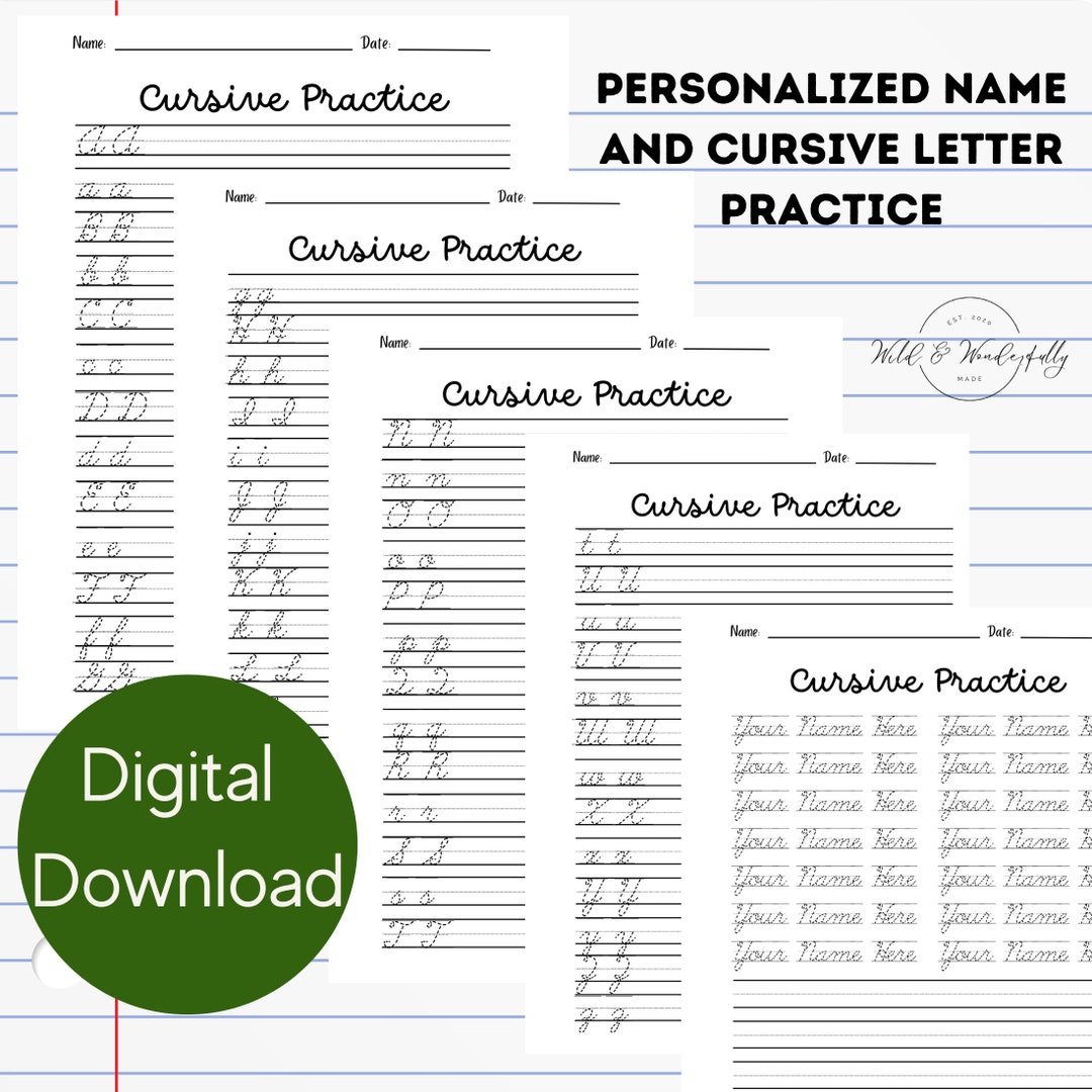 Personalized Cursive Letter Tracing | Cursive Handwriting Practice ...