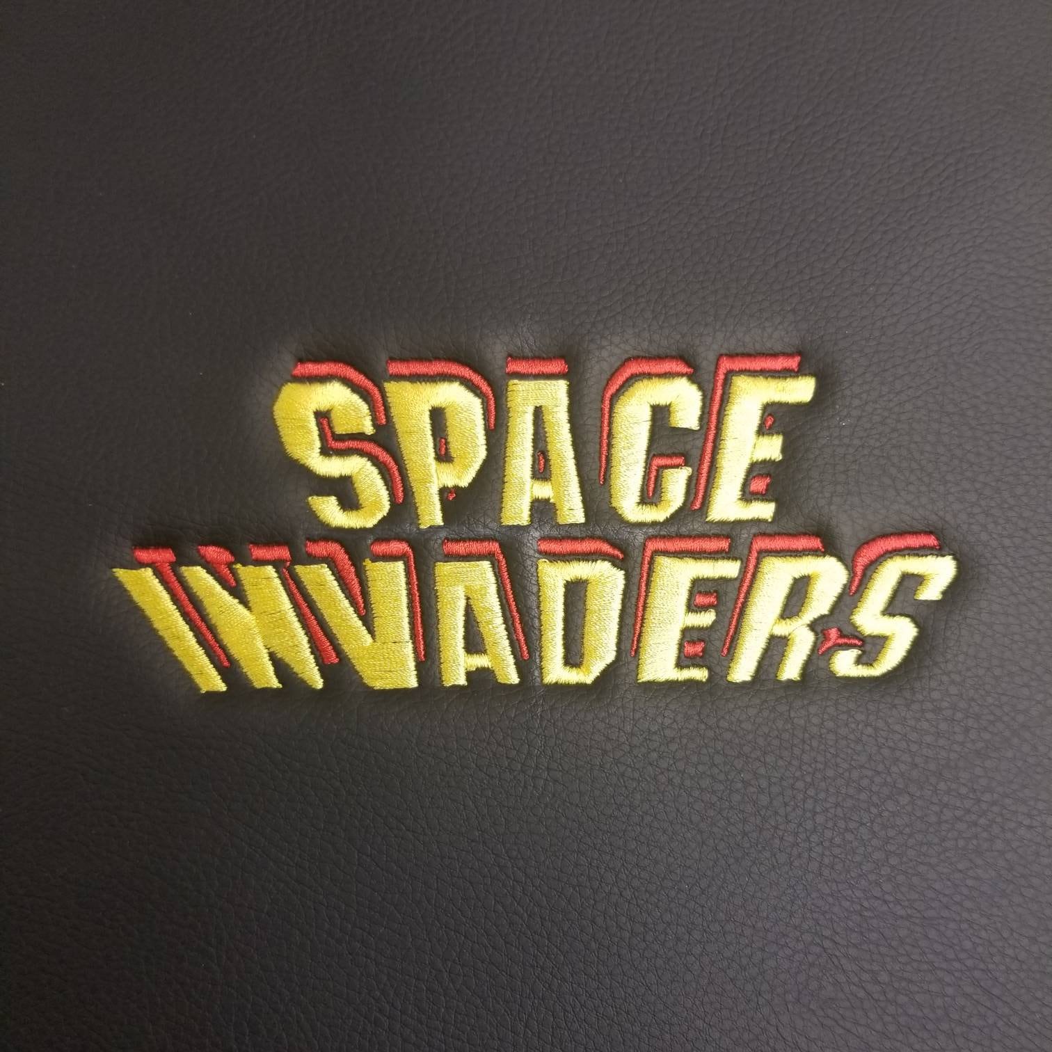 Arcade Bar Stool Cover Space Invaders PU Black Leather Embroidery ...