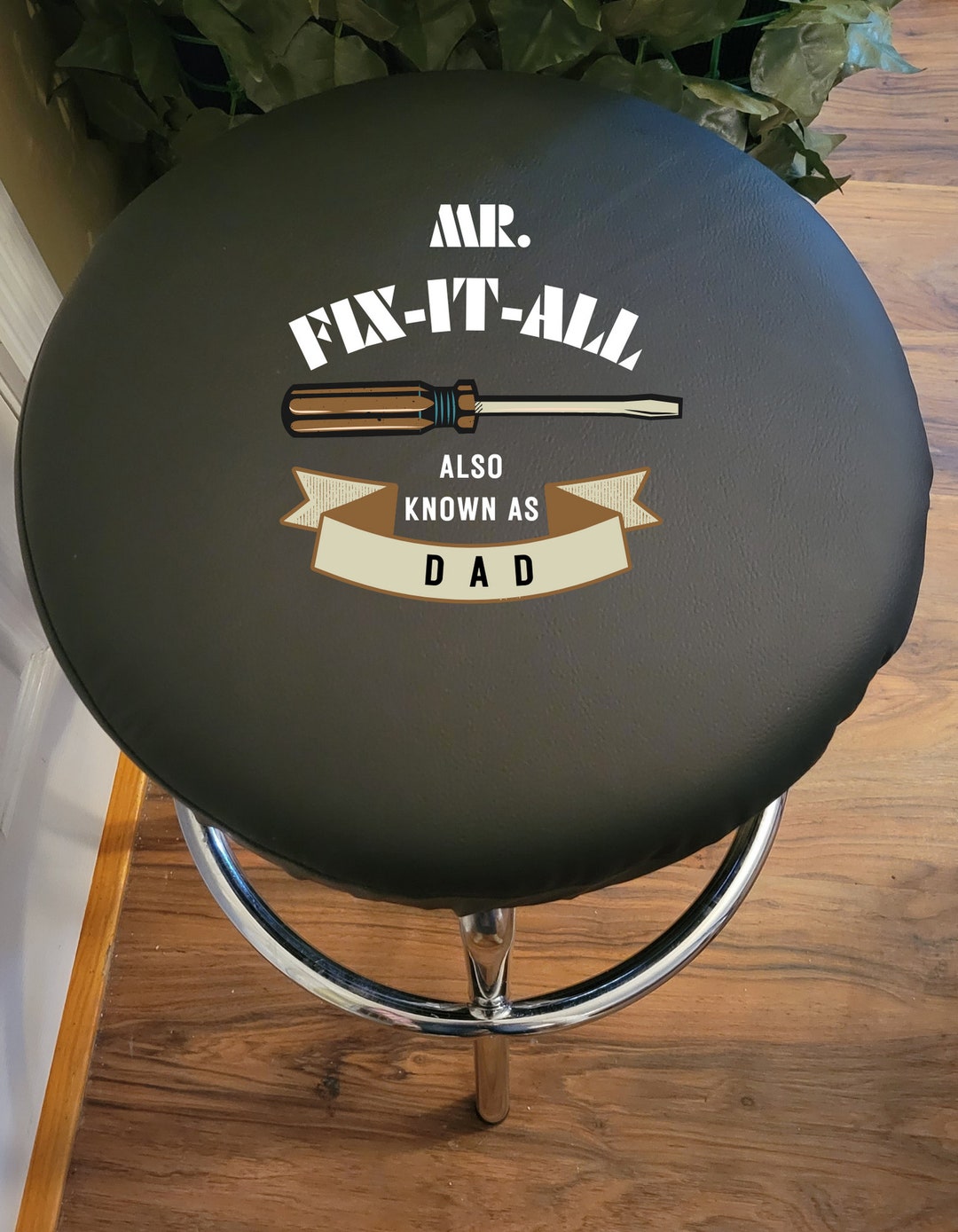Dad Fathers Day Bar Stool Cover PU Leather Customize Embroidery *COVER ...