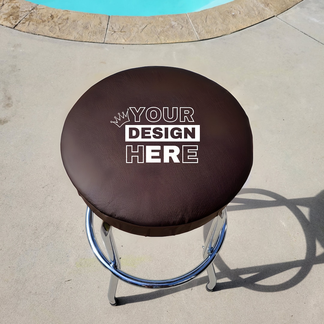 Western Bar Stool Cover PU Leather Customize Embroidery Brown *COVER ...