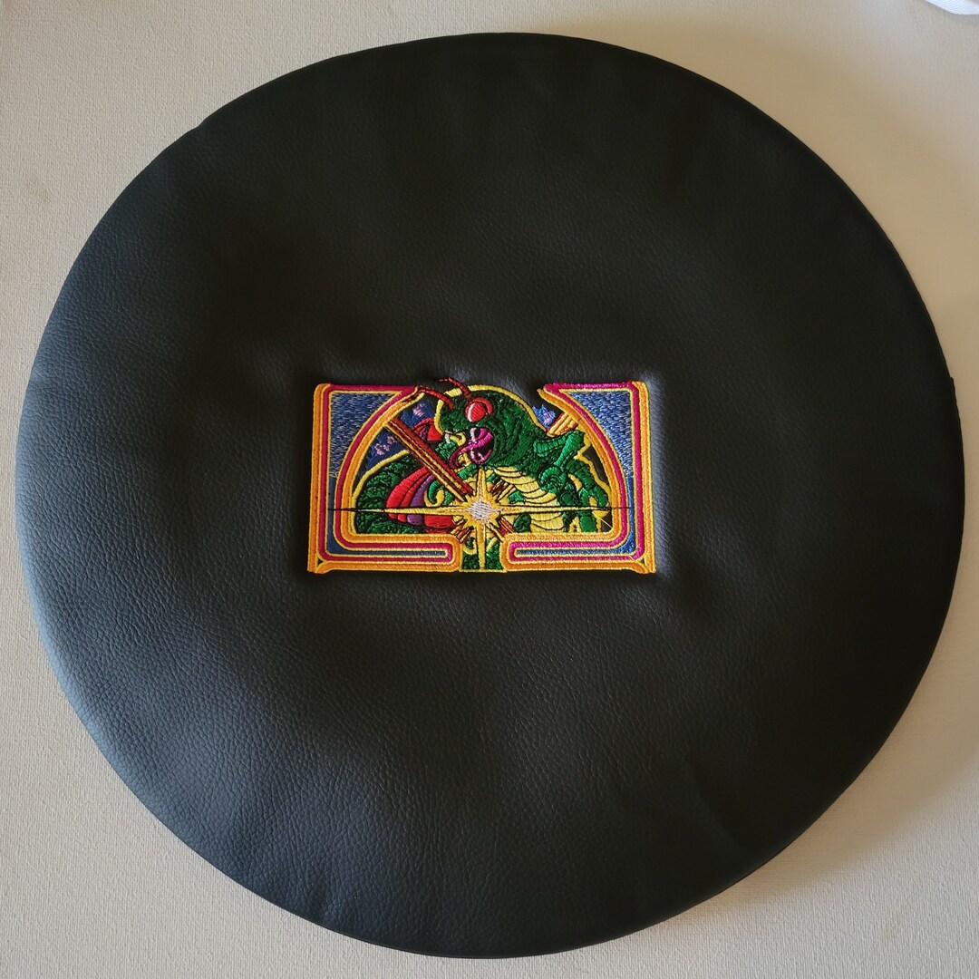 Arcade Bar Stool Cover Centipede PU Black Leather Embroidery *COVER ...