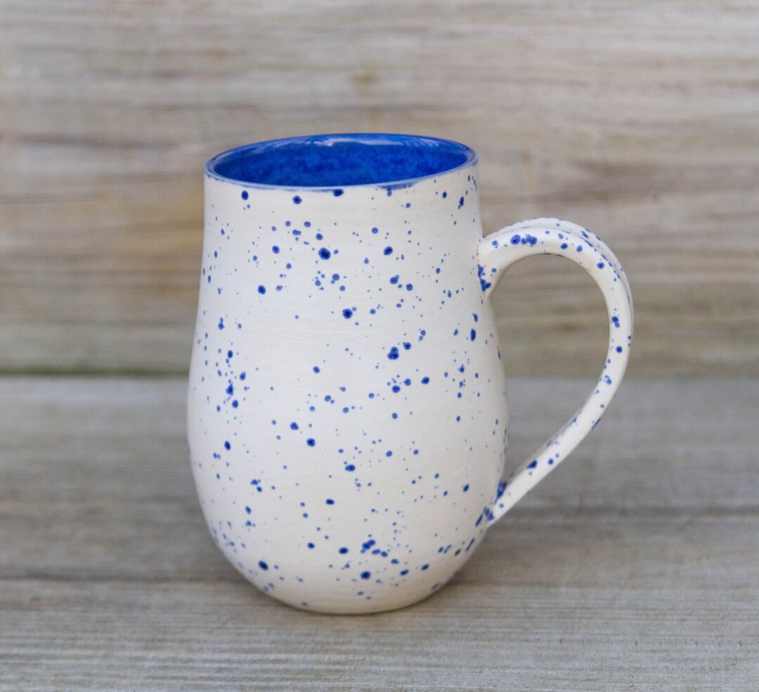 Blue Spatterware Mug, Blue and White Mug, Handmade Pottery, Farmhouse ...