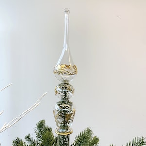 Blown Glass Christmas Tree Topper Carousel in Gold or Platinum - Etsy
