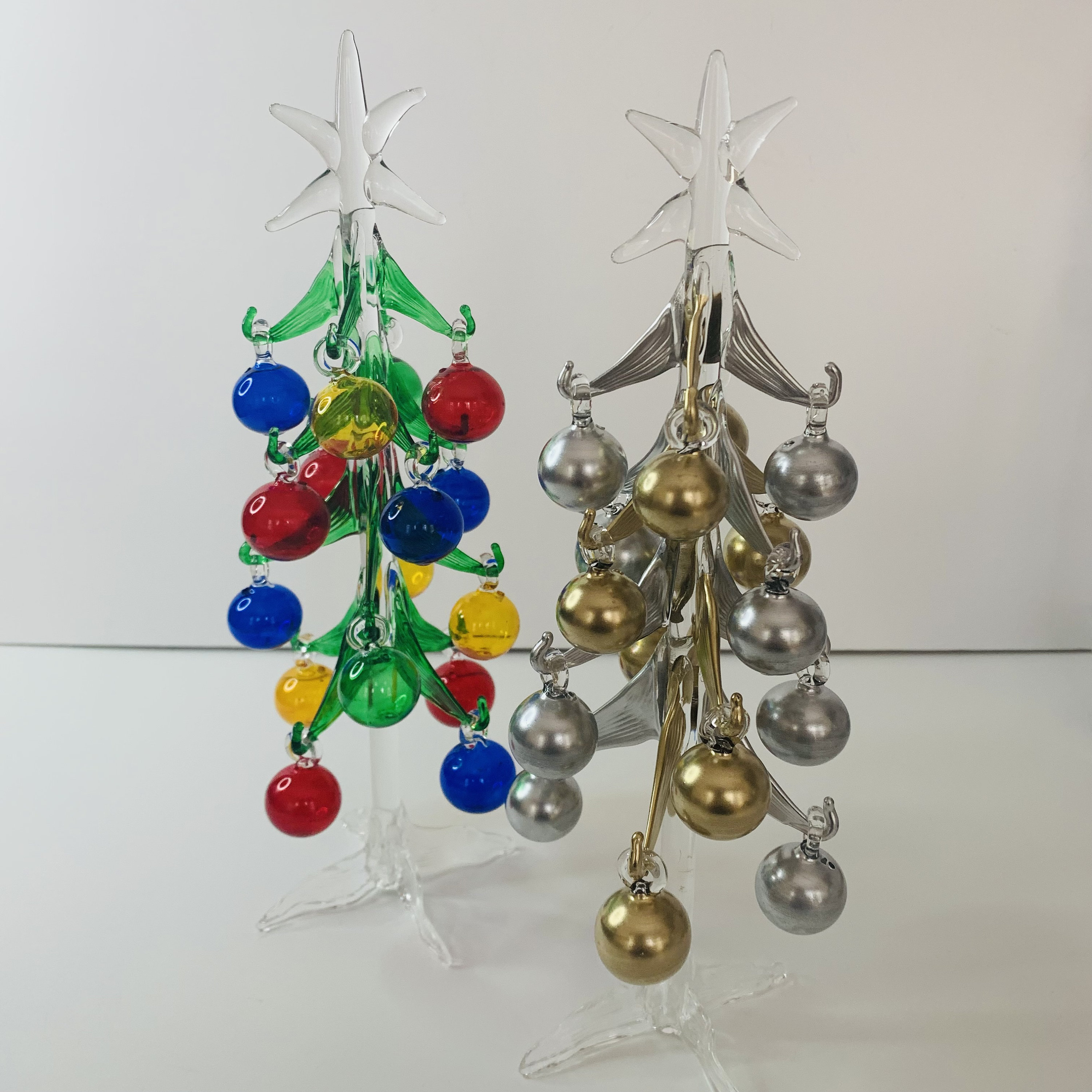 Blown Glass Tabletop Christmas Tree With Baubles - Etsy