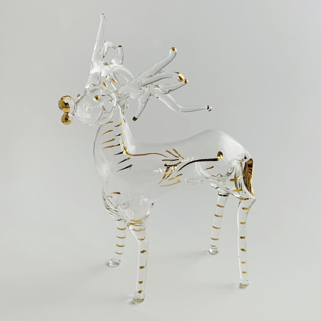 Blown Glass Tabletop Reindeer - Etsy