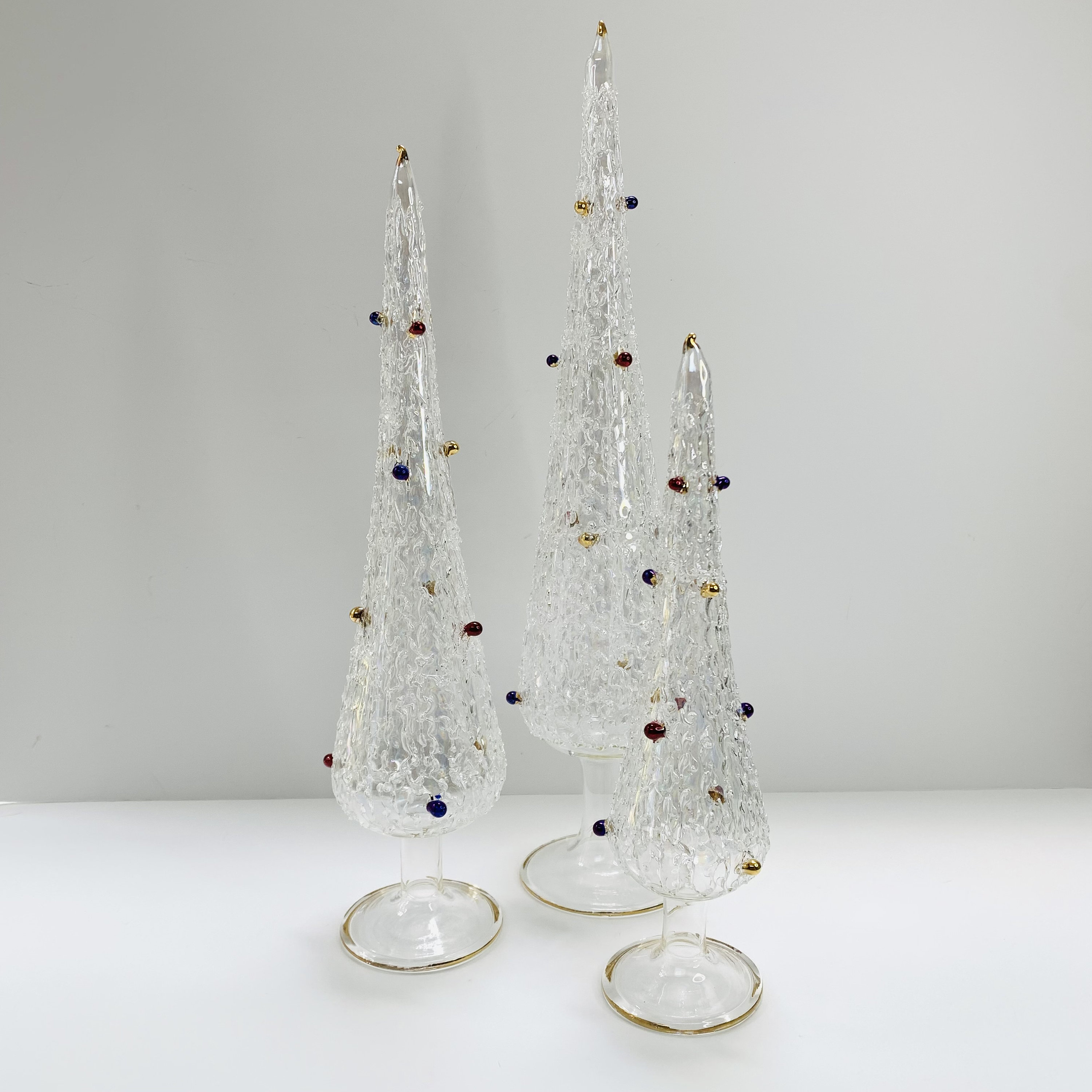 Blown Glass Tabletop Clear Christmas Tree With Colored - Etsy
