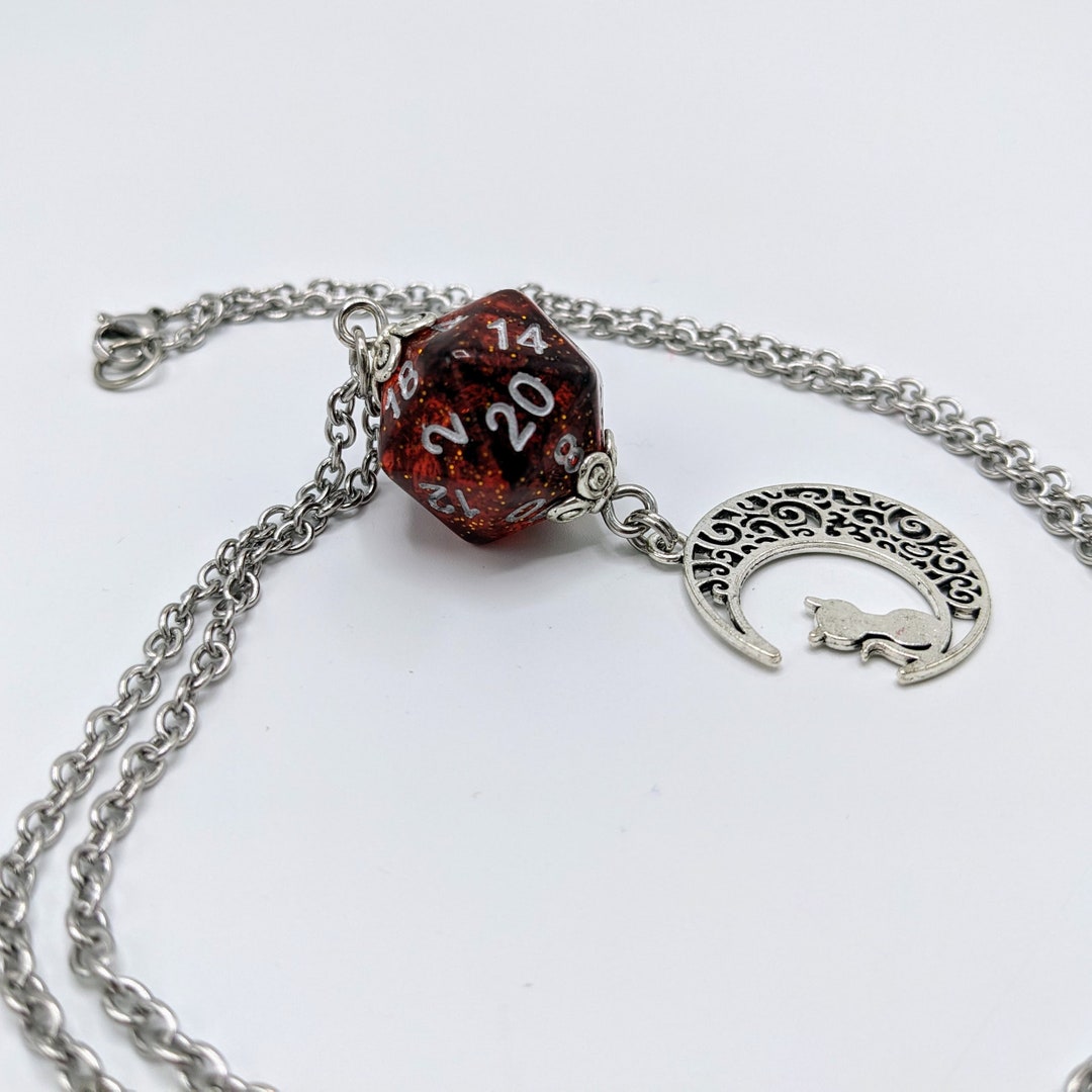 Moon Cat Galaxy D20 Pendant - Etsy