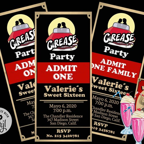Grease Birthday Invitation Party Invitation Retro Printable - Etsy