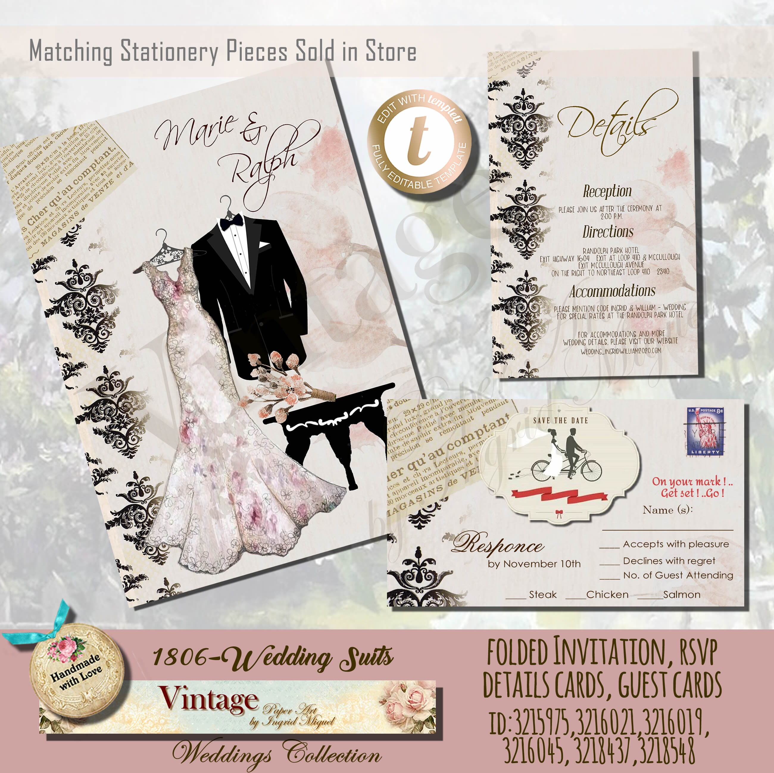 Wedding Dress Code Card, Dress Code, Wedding Suits Suite Edit Templett ...