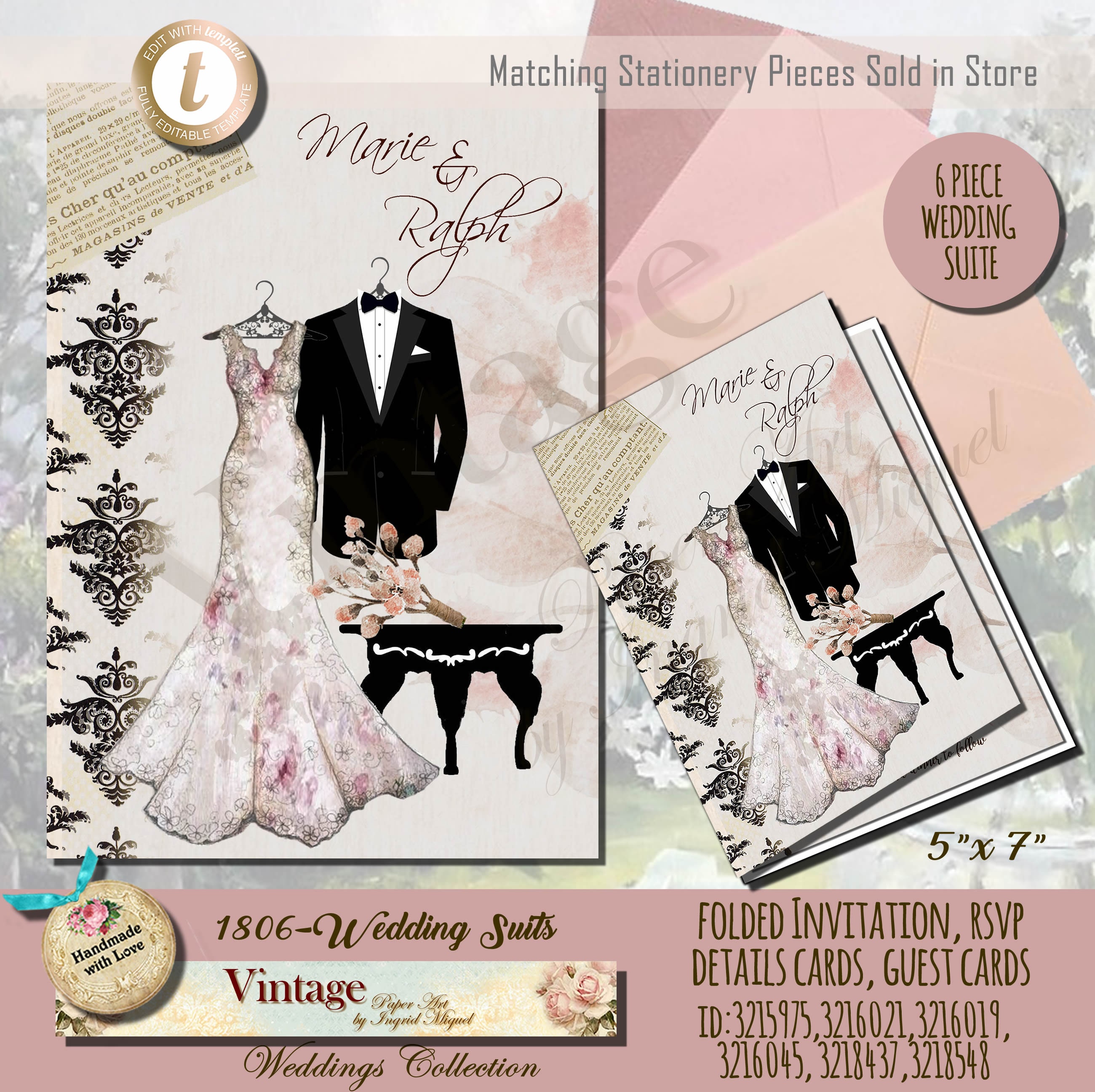 Wedding Dress Code Card, Dress Code, Wedding Suits Suite Edit Templett ...