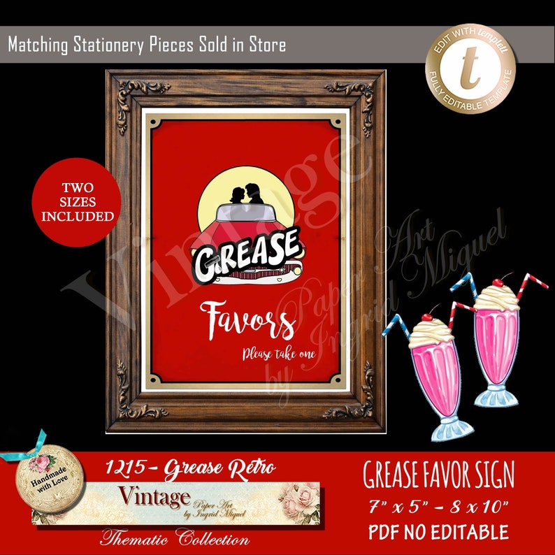 Grease Birthday Ticket Invitation Retro, Party Ticket Cards, Digital ...