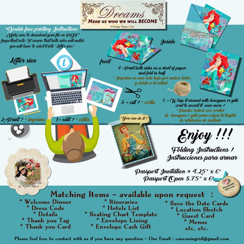 Little Mermaid Ticket Reception, Mermaid L BIRTHDAY Party Invitation ...