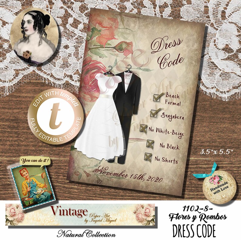 Wedding Dress Code Cards Wedding Invitation Template - Etsy