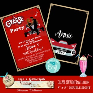 Grease Birthday Invitation, Party Invitation Retro, Printable, Editable ...
