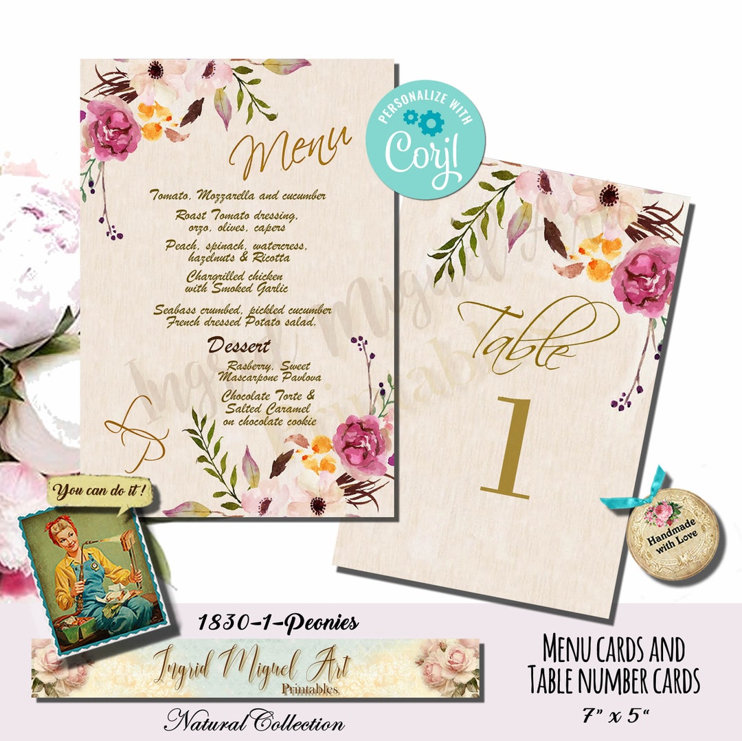 Menu Cards and Table Number Cards Menu Cards Instant - Etsy