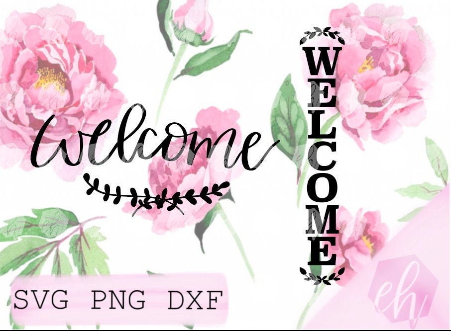 2 Cute Welcome Sign SVG DXF PNG Cut File - Etsy
