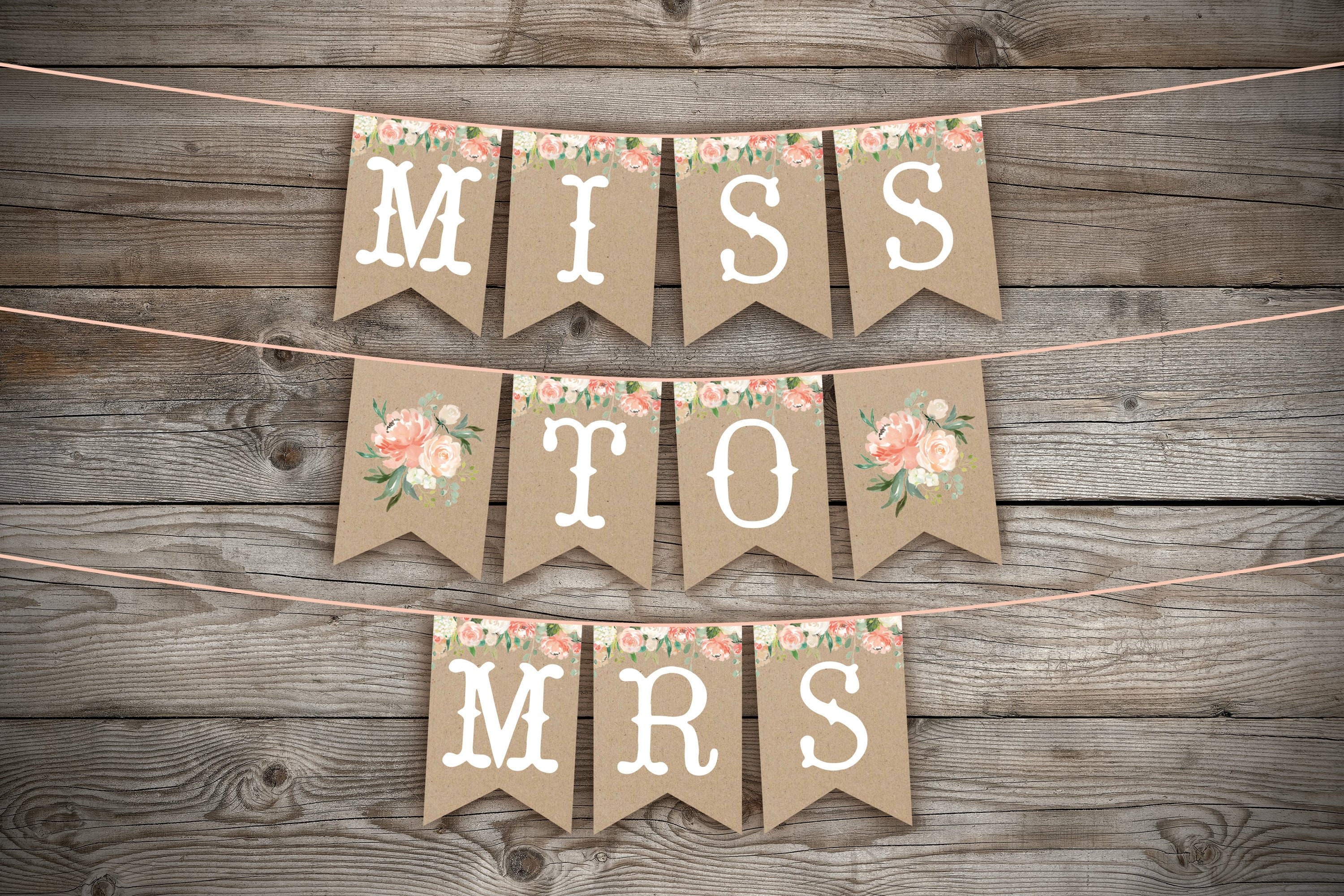 Bridal Shower Banner Miss to Mrs Banner Floral Bridal Shower Bridal ...