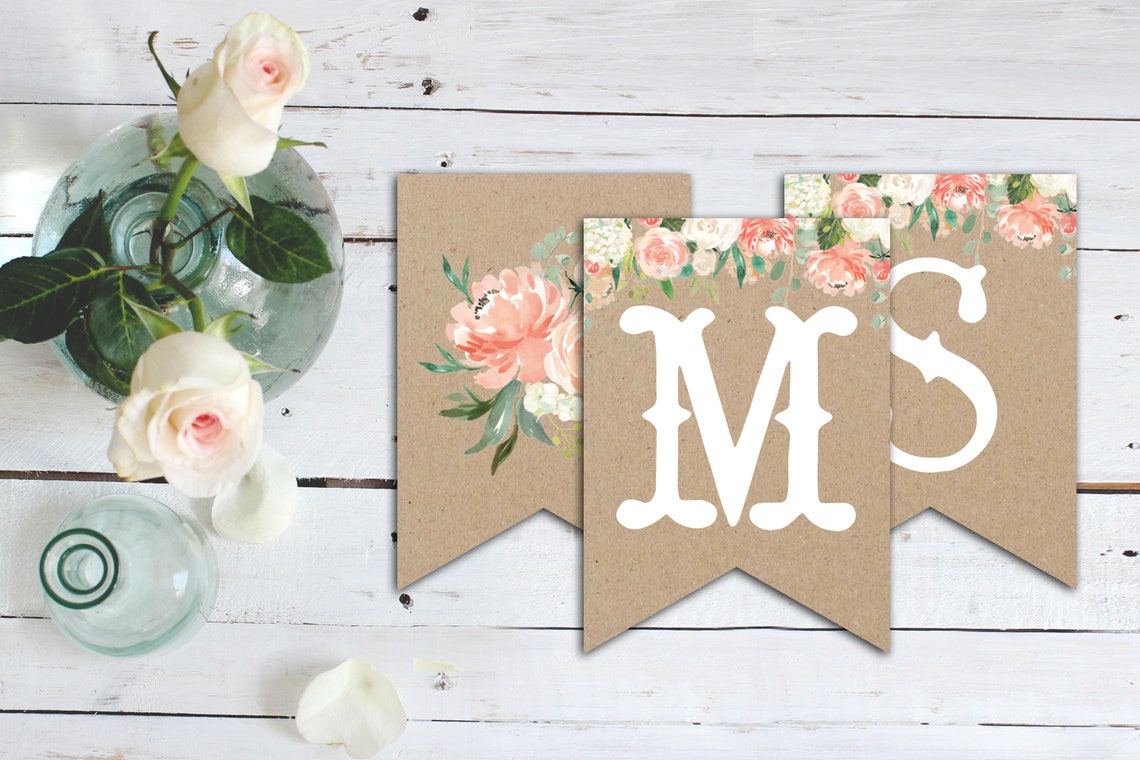 Bridal Shower Banner Miss to Mrs Banner Floral Bridal Shower Bridal ...