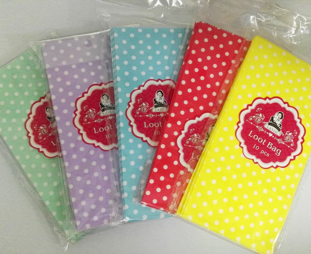 10 Pack Polka Dot Paper Loot Bags, Weddings, Birthday, Baby Shower ...