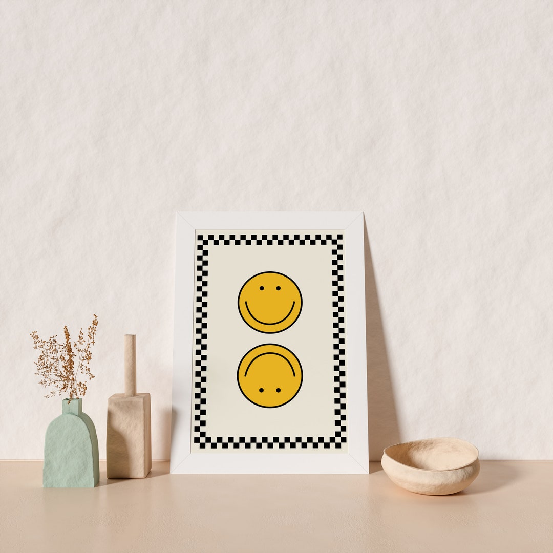 Double Smile Checkered Print, Graphic Art Print, Printable Wall Art ...