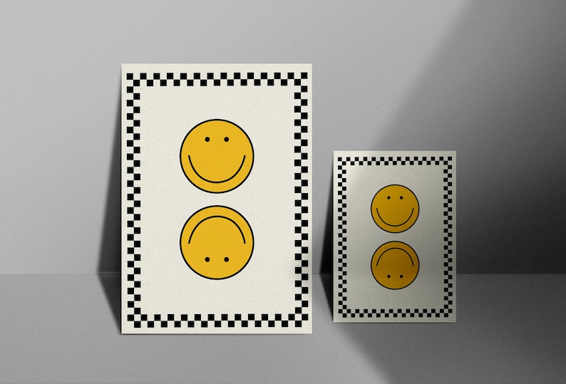 Double Smile Checkered Print Graphic Art Print Printable | Etsy