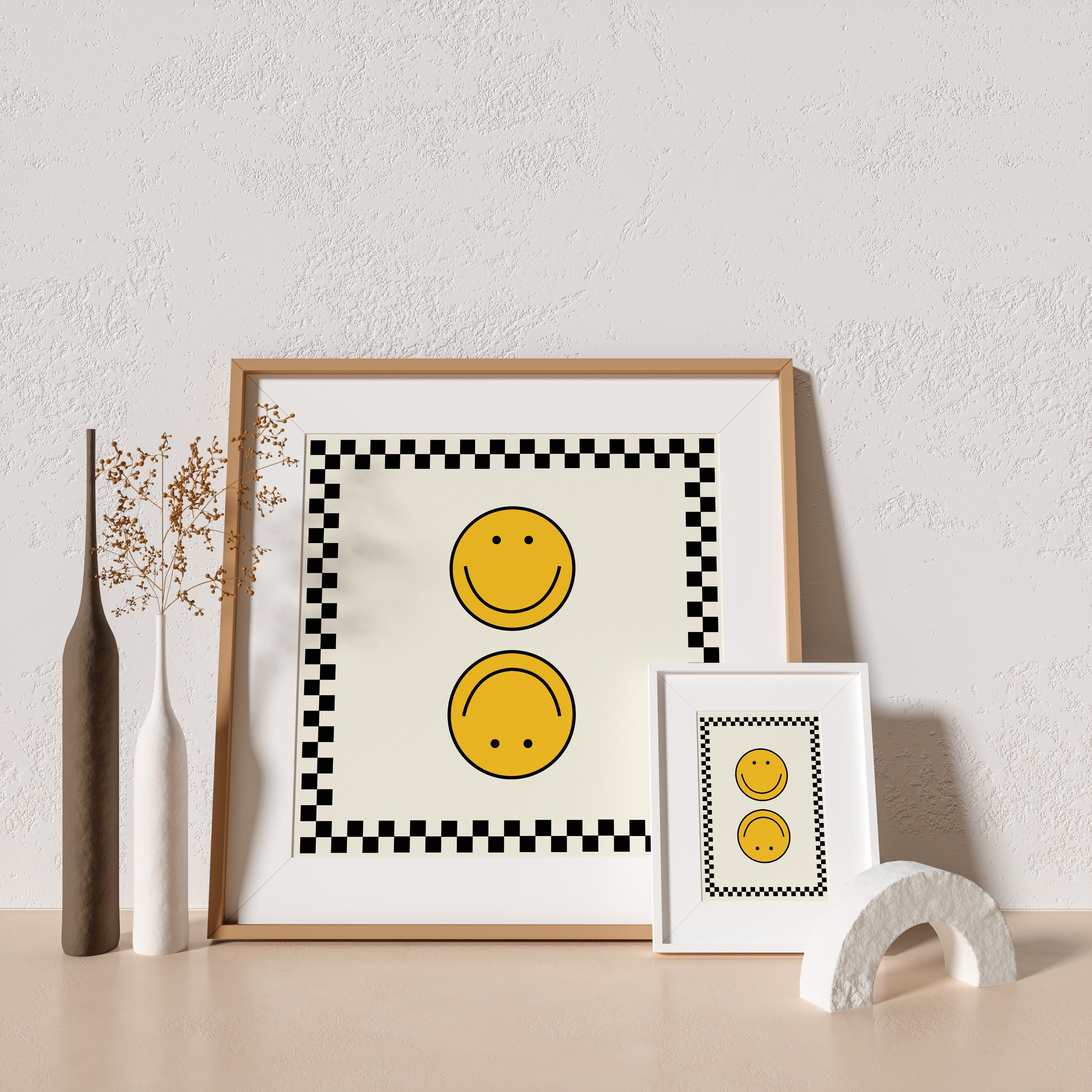 Double Smile Checkered Print Graphic Art Print Printable | Etsy