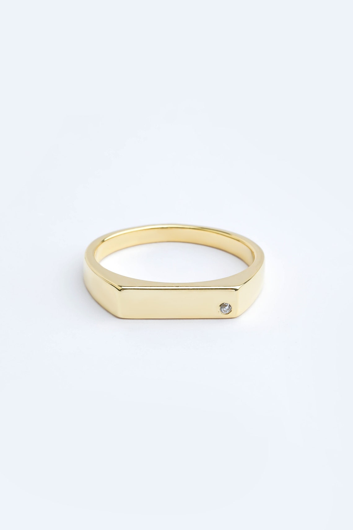 Diamond Custom Bar Ring Dainty Gold Bar Ring Sterling | Etsy