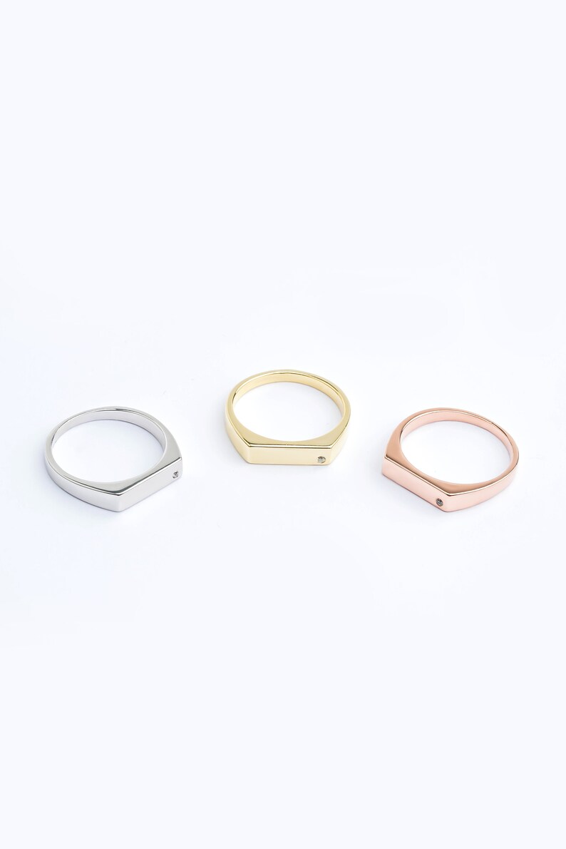 Diamond Custom Bar Ring Dainty Gold Bar Ring Sterling | Etsy