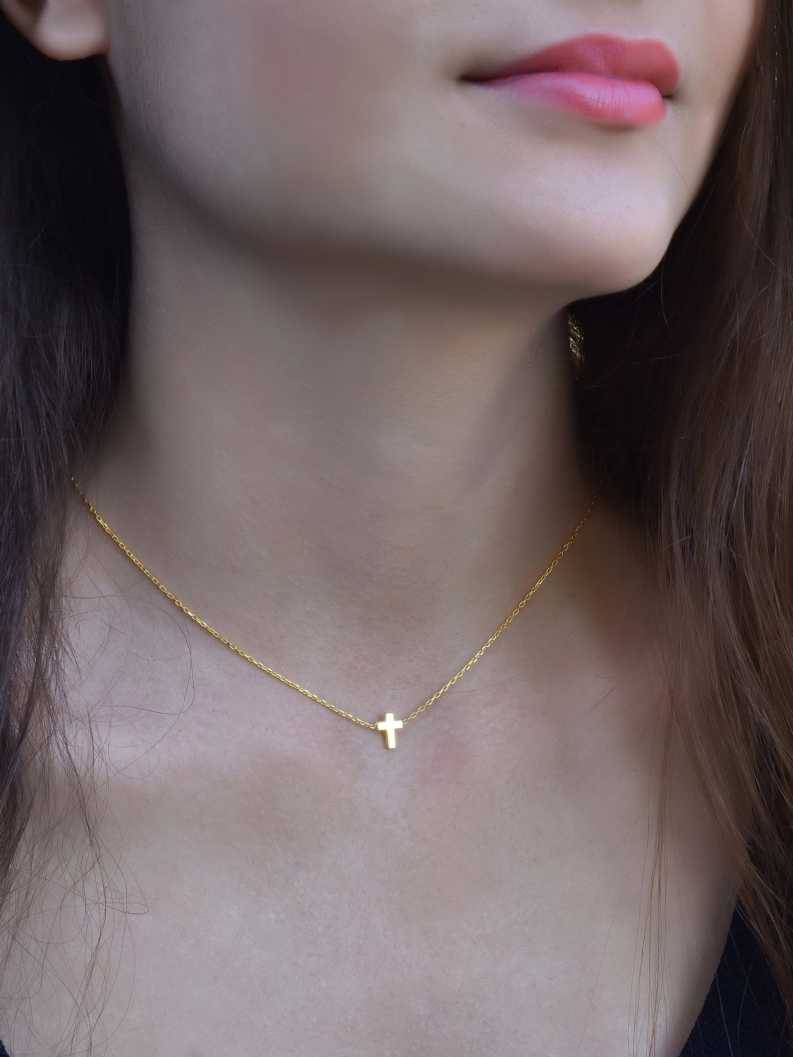 Custom Cross Necklace Modern Cross Jewelry Tiny Cross Stamp - Etsy