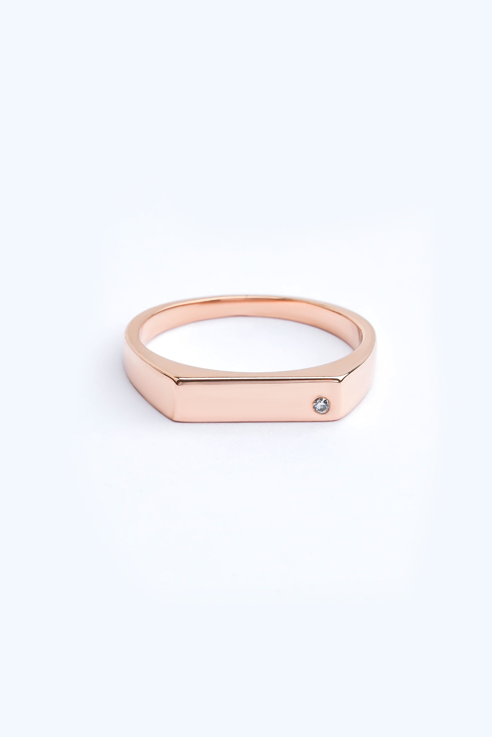 Diamond Custom Bar Ring Dainty Gold Bar Ring Sterling | Etsy