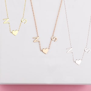 Initial 14K Solid Gold Letter Personalized Necklace, Letter Gold Letter ...