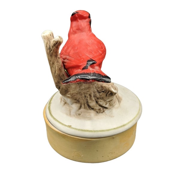 Cardinal Trinket Jewelry Box Hand Painted Vintage Por… - Gem