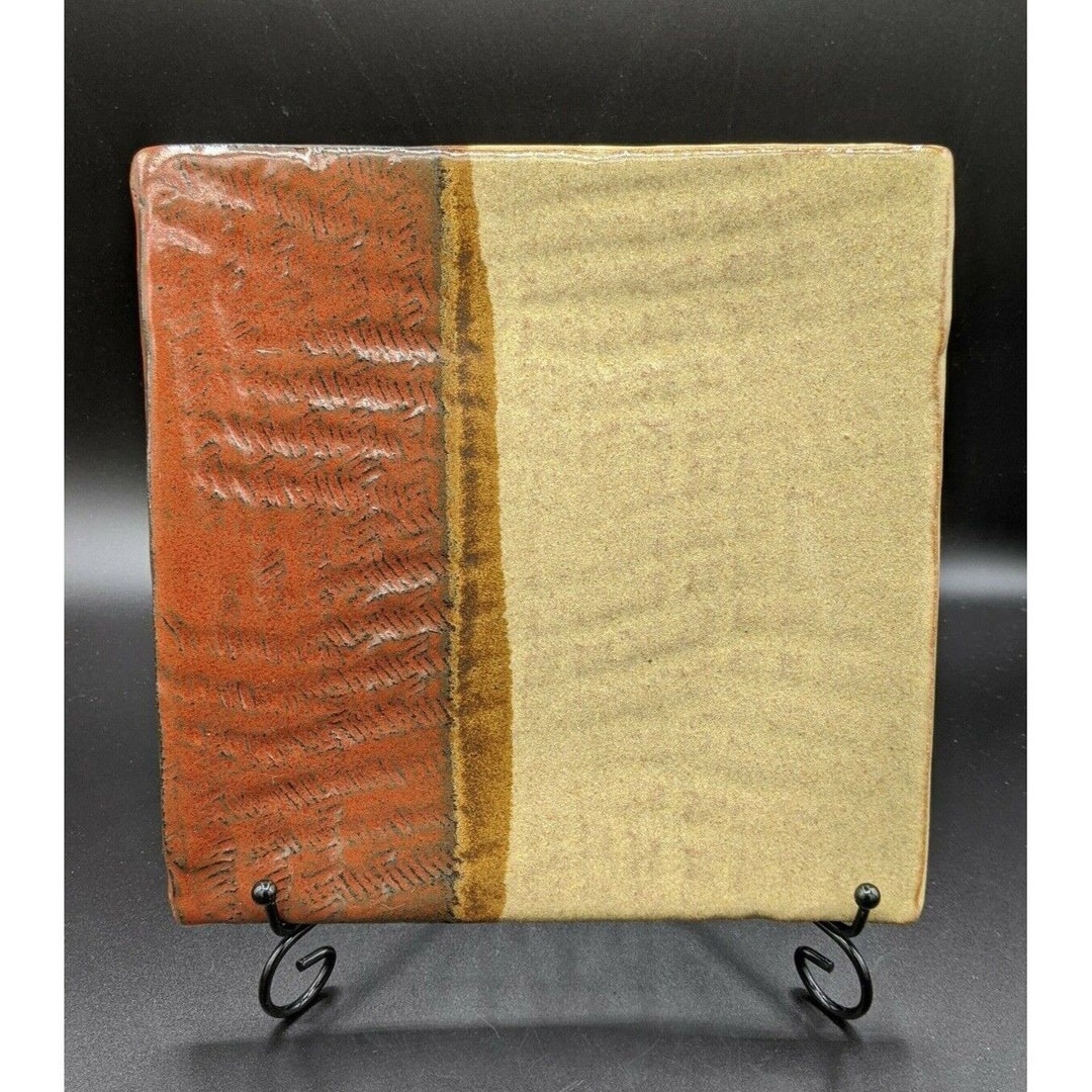 Redware Plate Studio Art Pottery Glazed Terracotta Signed Earthy Colors ...