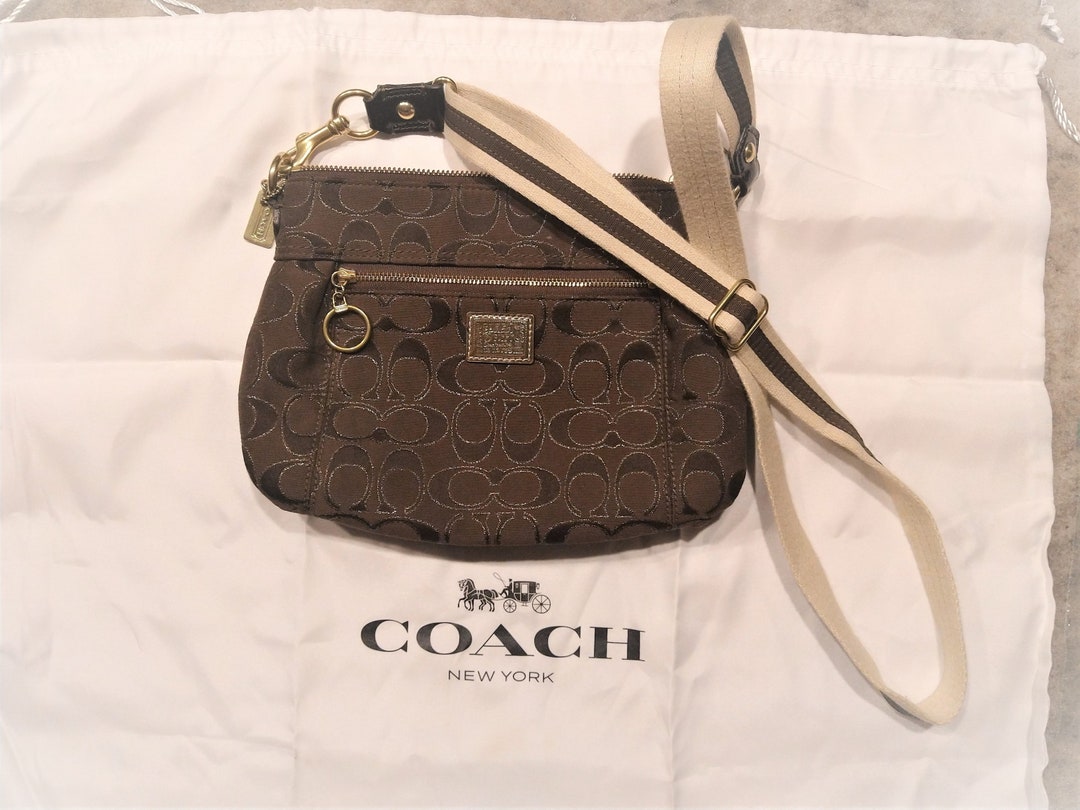 COACH Poppy Signature Metallic Hippie Crossbody Chocolate Gold - Etsy