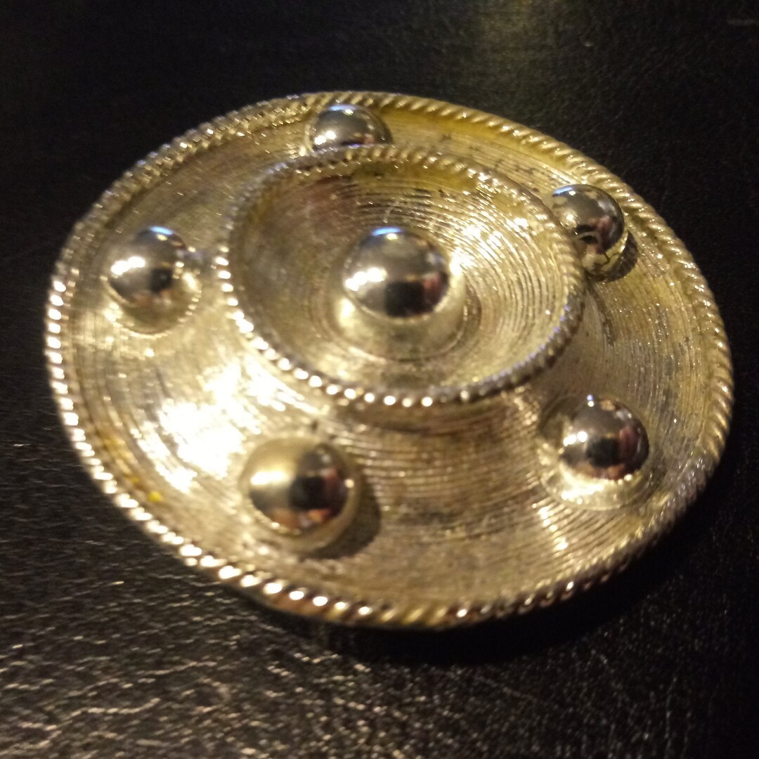 MASSIVE Fabulous Vintage BSK Silver Tone Modernist Gladiator Sheild ...