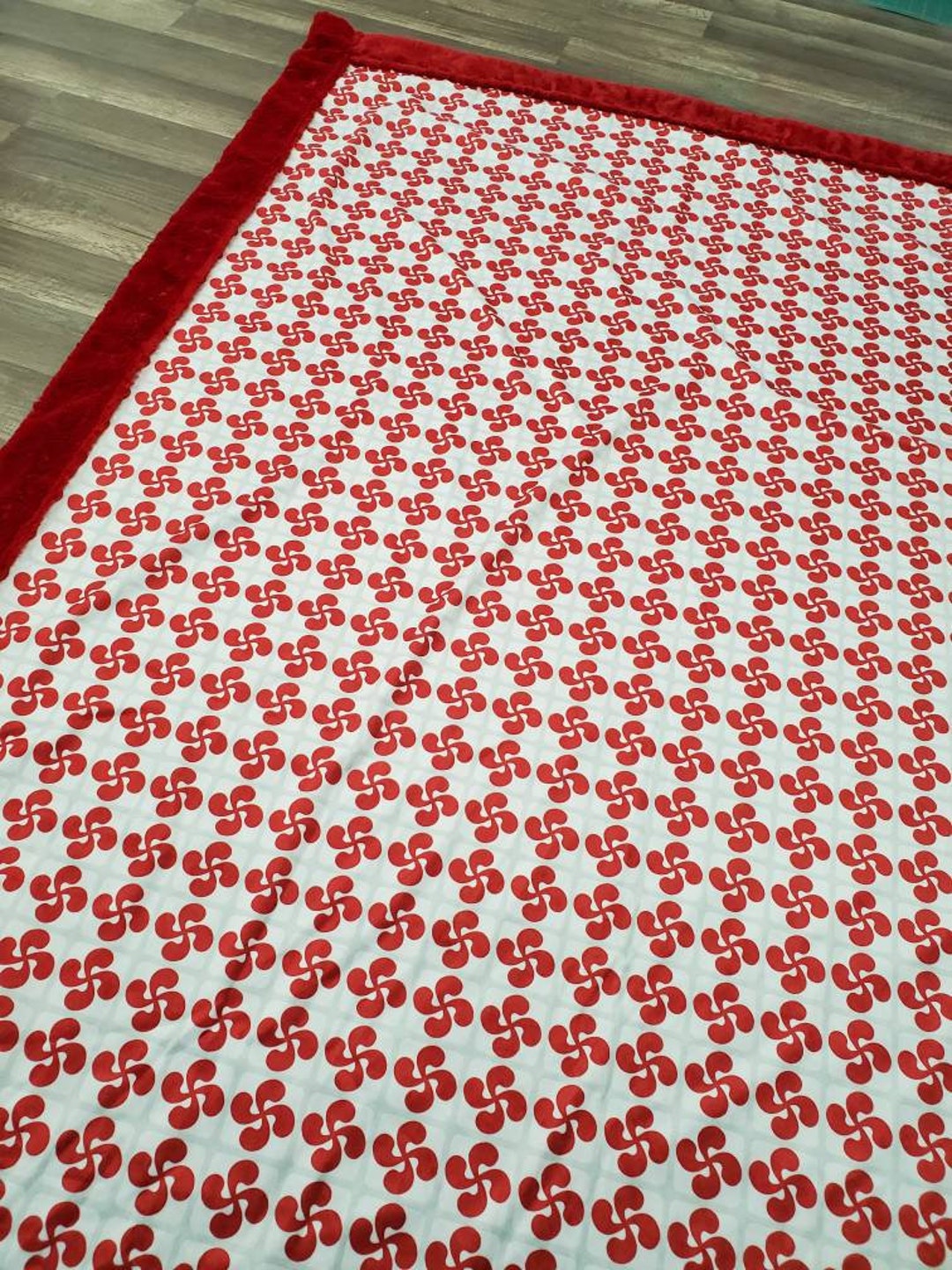 Classic Red Lauburu on Red Minky Blanket-made TO ORDER - Etsy