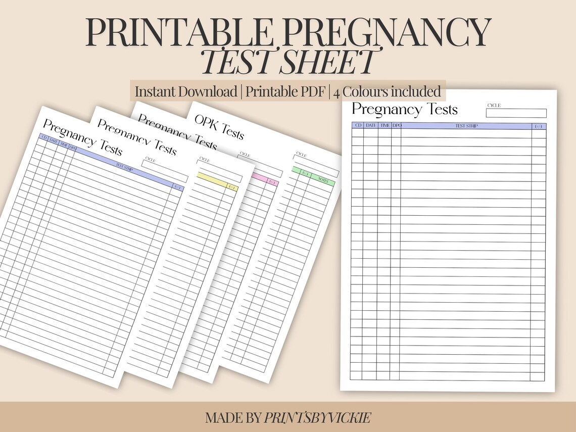 Printable Pregnancy Test Tracker, HGC Progression Log (PDF) - Etsy
