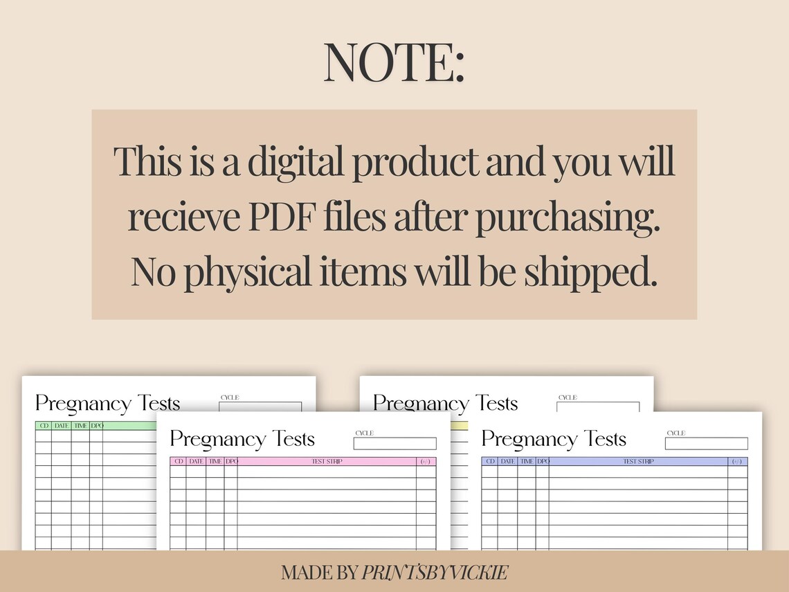 Printable Pregnancy Test Tracker, HGC Progression Log (PDF) - Etsy
