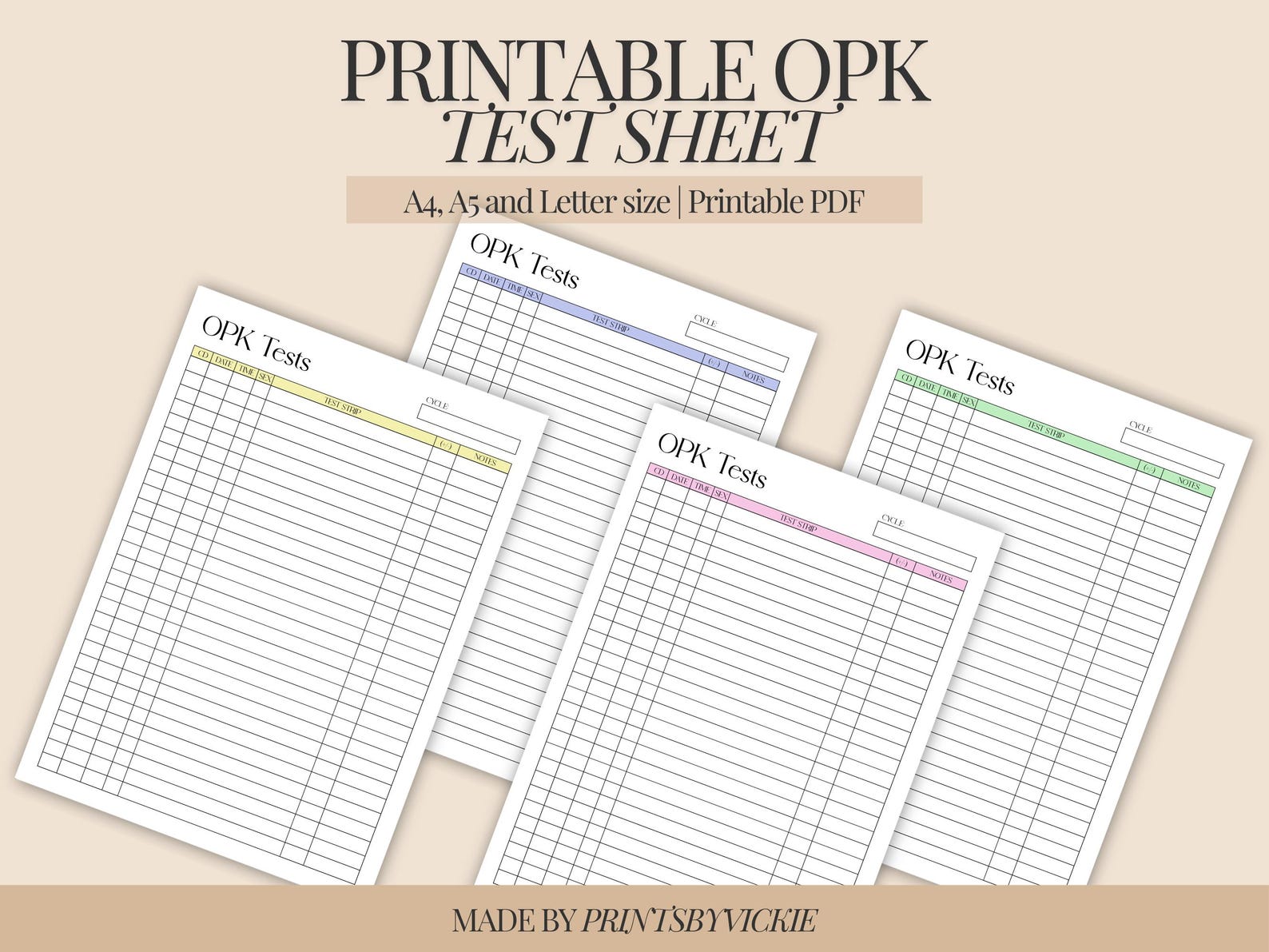 Printable OPK Test Sheet, Ovulation Tracker, Fertility Planning ...
