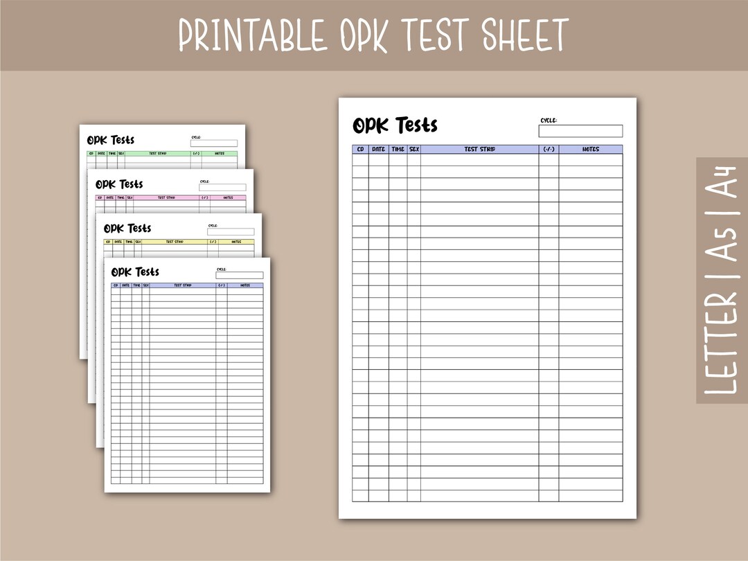 Printable OPK Test Sheet Ovulation Tracker Fertility - Etsy